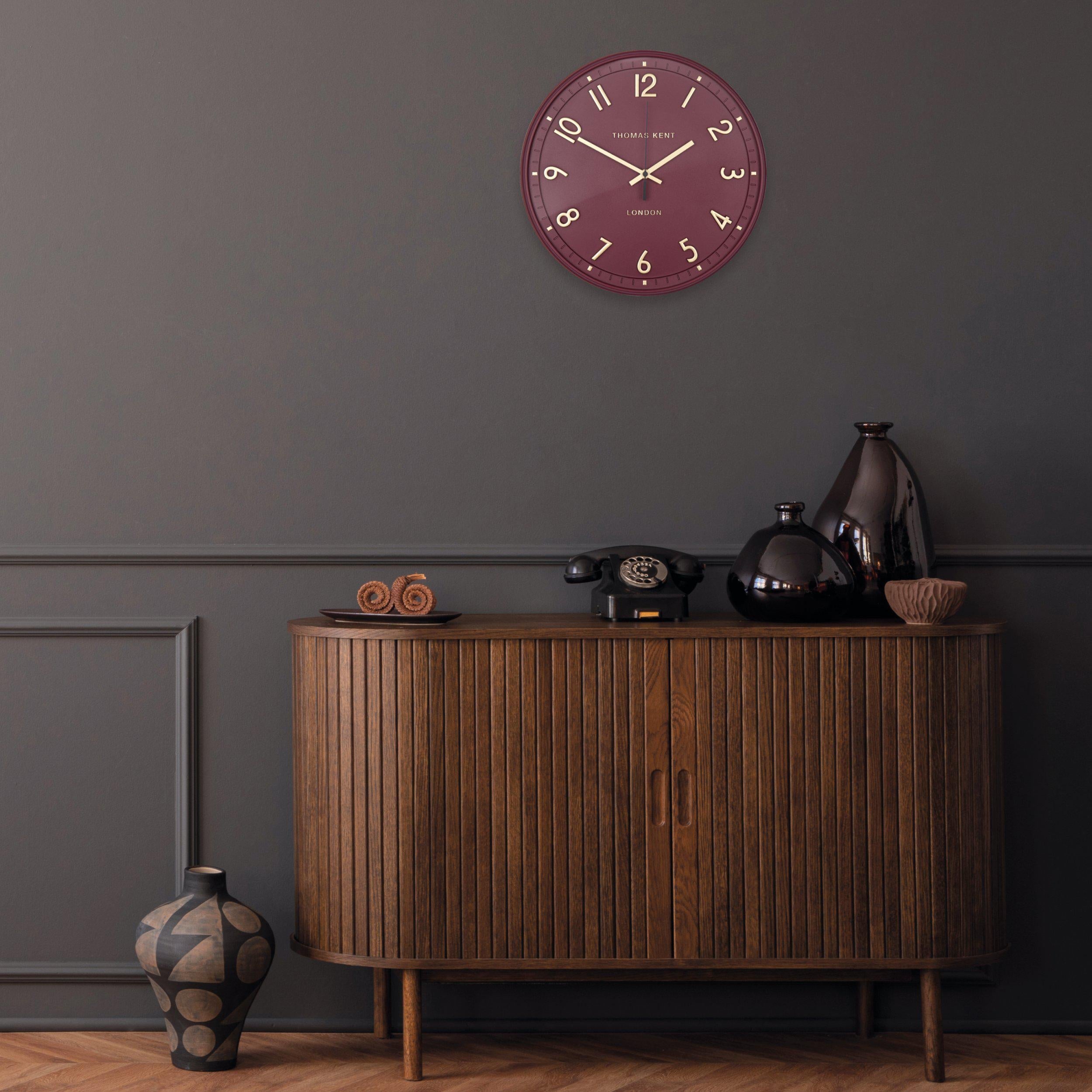 Thomas Kent London. Tresco Wall Clock 14" (36cm) Berry – timeframed clocks
