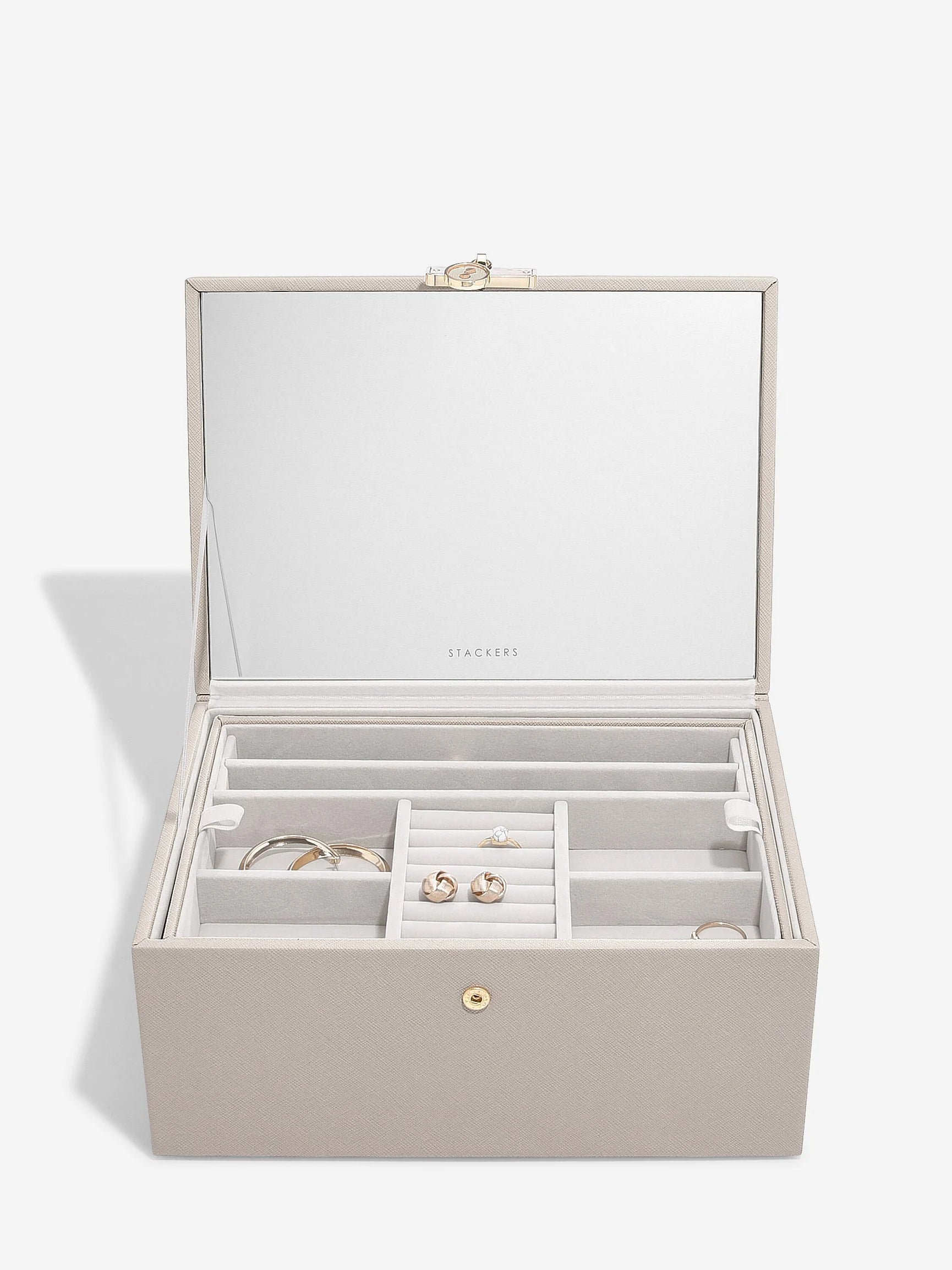 Stackers. Taupe Luxury Classic Jewellery Box – timeframed clocks