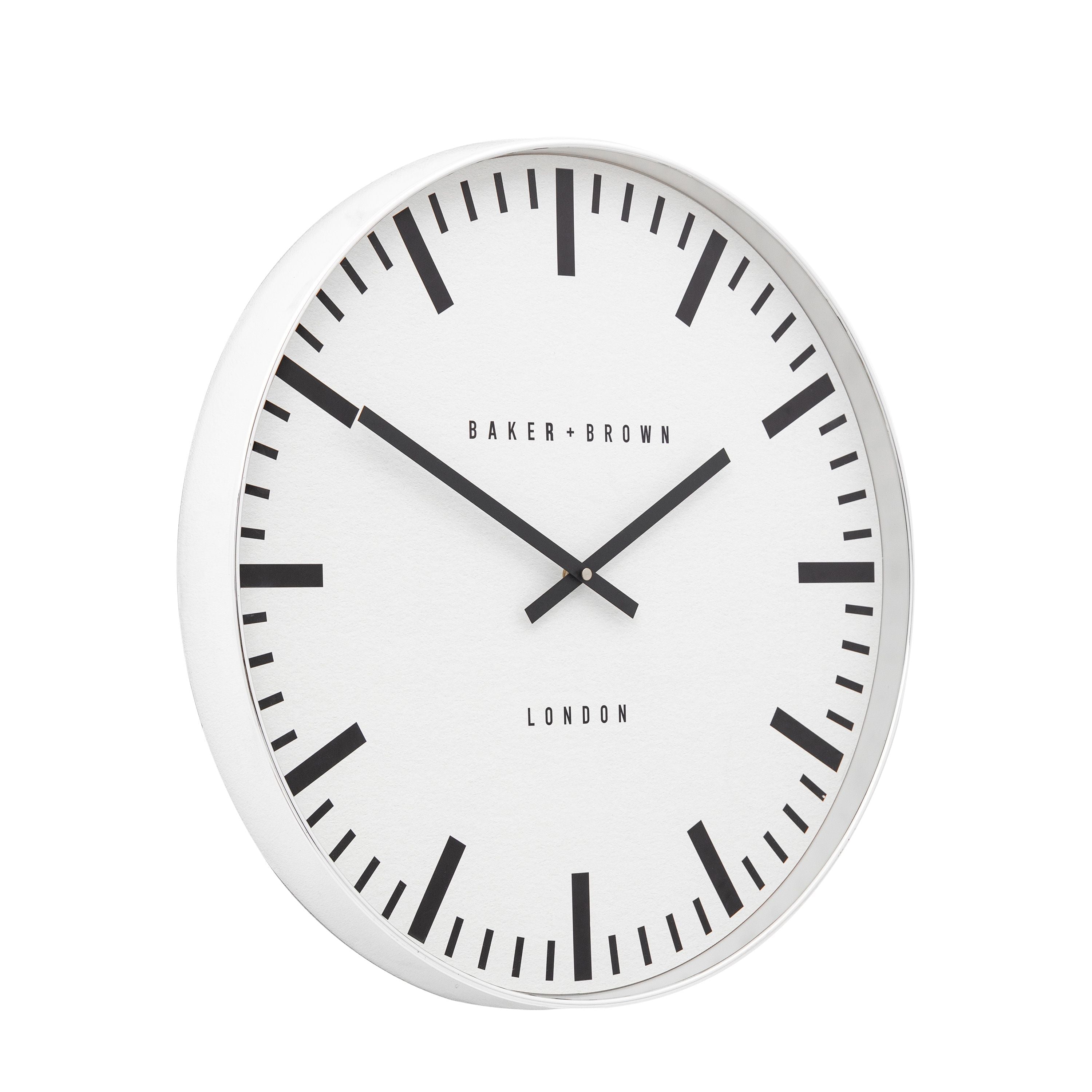 Baker & Brown London. Longstone Wall Clock Chrome 20" *NEW ...