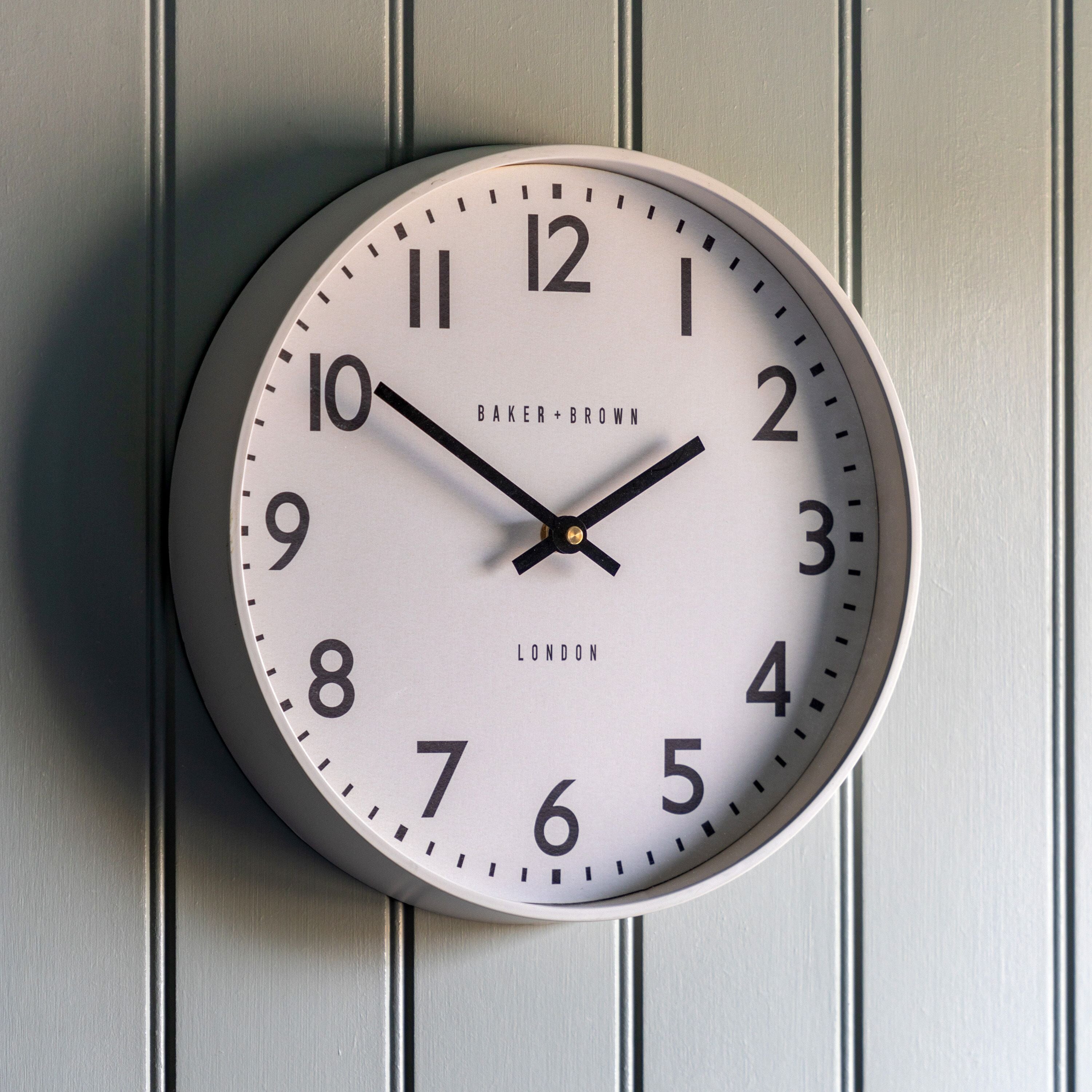 Baker & Brown London. Norton Wall Clock Putty 12" *TO CLEAR ...