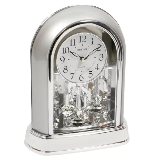 Rhythm Silver Arched Pendulum Mantel Clock – timeframed clocks