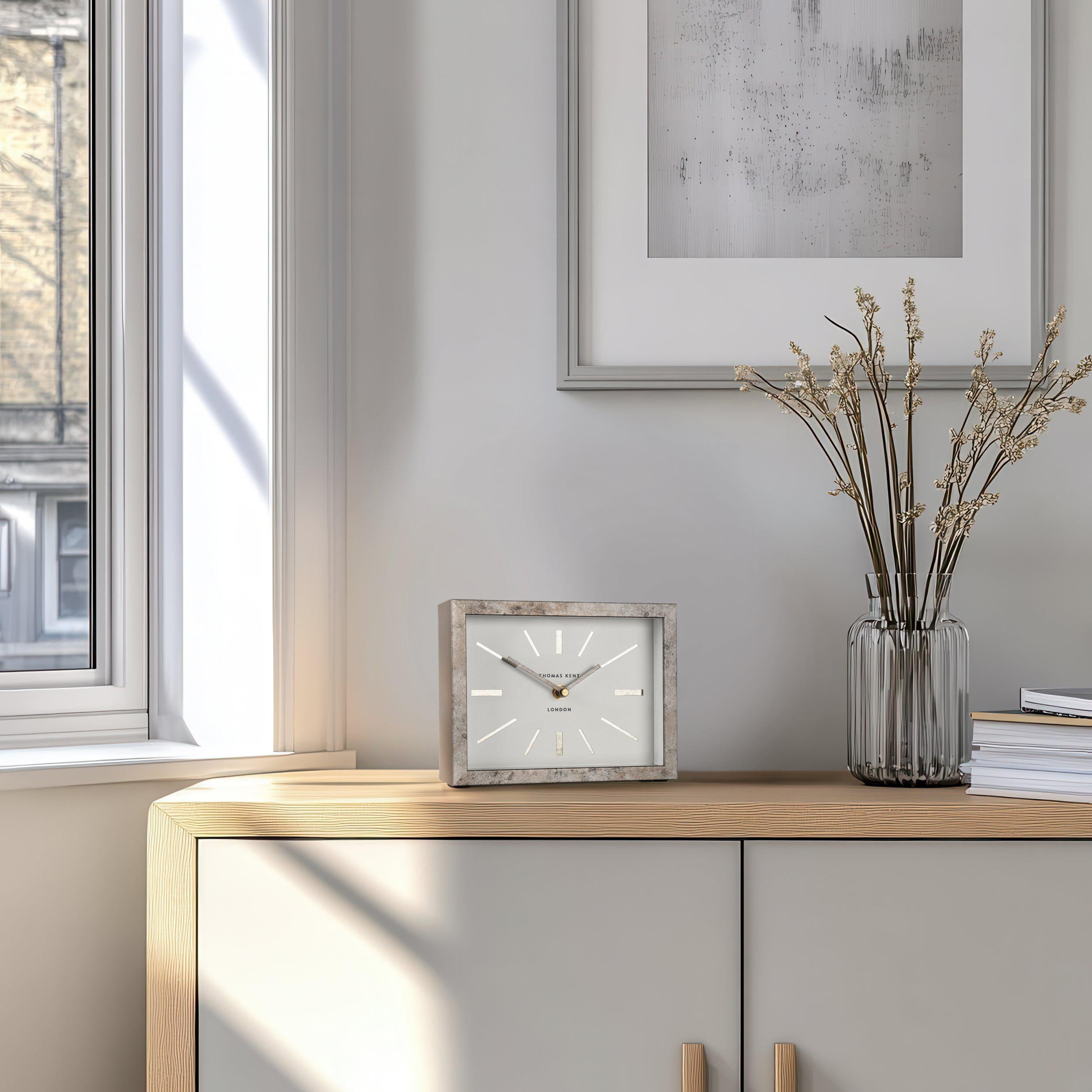 Thomas Kent London. Smithfield Mantel Clock Pewter *Delivers Next Day ...