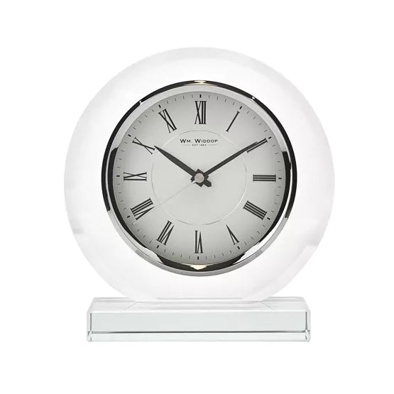 WM.Widdop. Round Glass Mantel Clock *NEW* – timeframed clocks