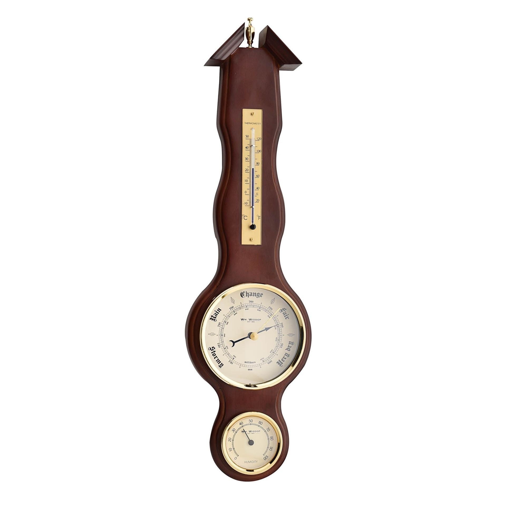 WM.Widdop Wooden Weather Station Thermometer Barometer & Hygrometer ...
