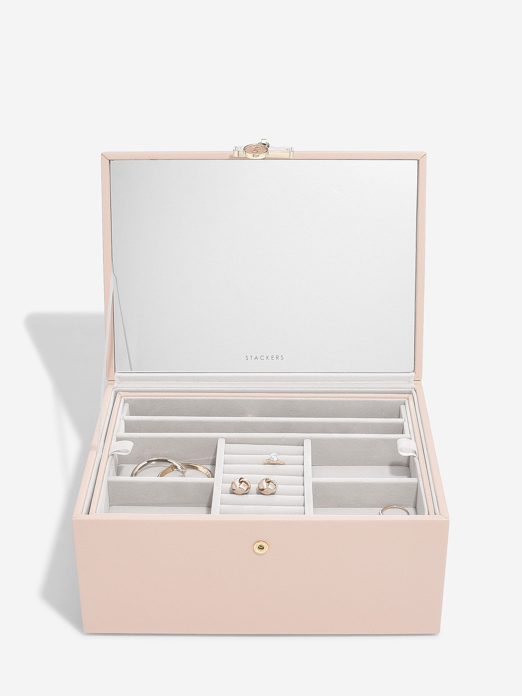 Stackers. Blush Pink & Gold Luxury Classic Jewellery Box – timeframed clocks