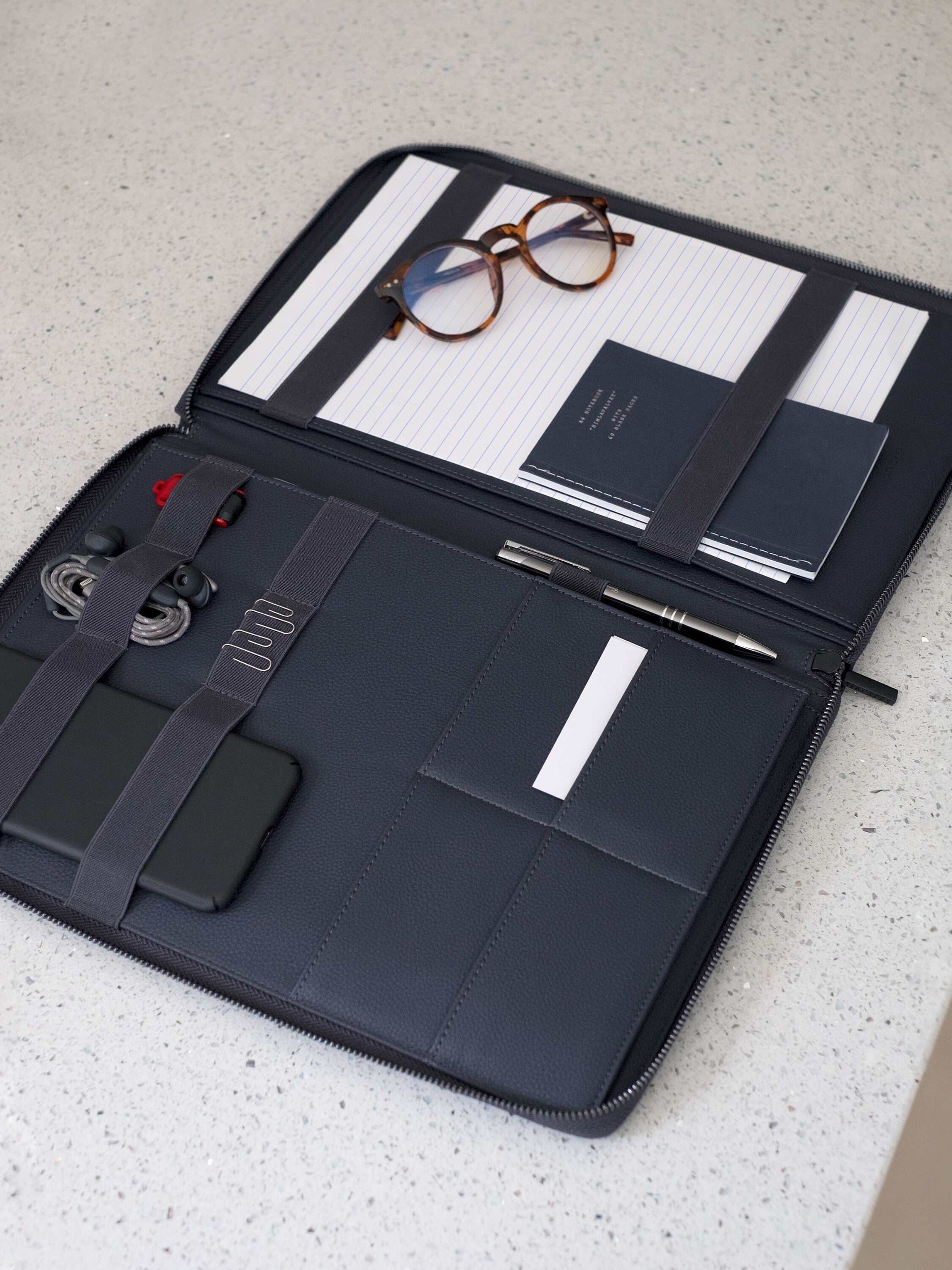 Stackers. Navy Blue Pebble A4 Documents Folder – timeframed clocks